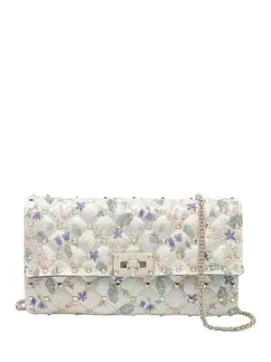 Valentino Garavani Quilted Floral-print Crossbody Bag - White