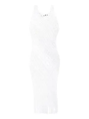 Christopher Esber Knitted Mesh Tank Dress - White