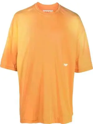 PDF Logo-embroidered Cotton T-shirt - Orange
