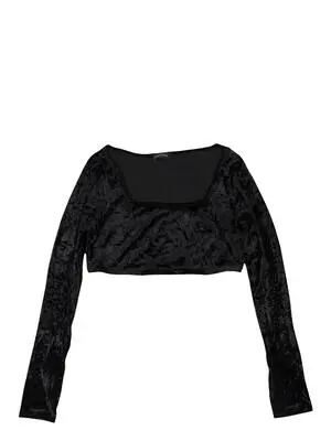 Callipygian Crushed Velvet Crop Top - Black