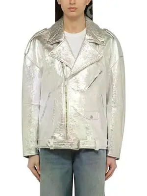 HALFBOY Leather Biker Jacket - Silver