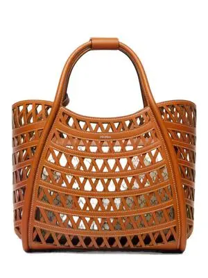 Max Mara Laser-cut Leather Tote Bag - Brown