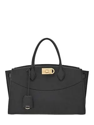 FERRAGAMO Soft Studio Large Tote Bag - Nero