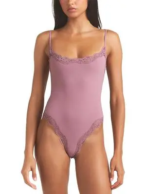 SKIMS Fits Everybody Lace Cami Thong Bodysuit Muted Mauve