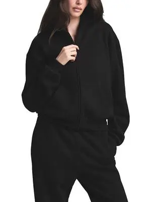 SKIMS Cotton Fleece Full Zip Hoodie - Onyx
