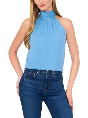 CECE DUPRAZ Sleeveless High Neck Top - Blue Spritz