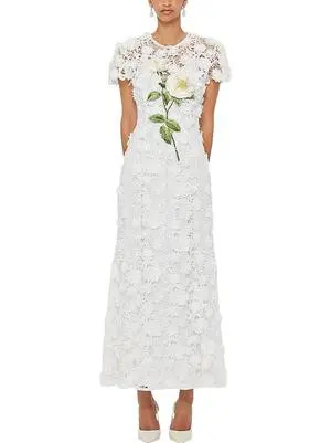 LEO LIN Monique Embroidered Lace Maxi Dress - Snow