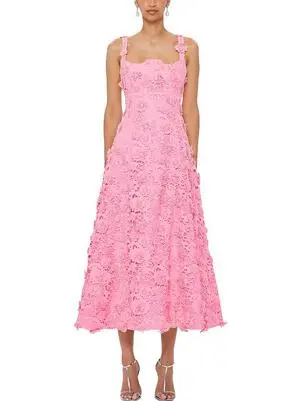 LEO LIN Odette Lace Midi Dress - Bubblegum