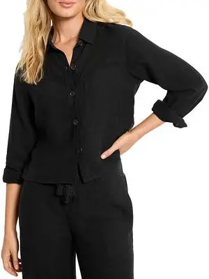 NIC+ZOE Rumba Linen Pocket Jacket Black Onyx