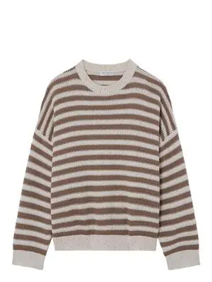 Brunello Cucinelli Sequin-embellished Striped Sweater - Brown