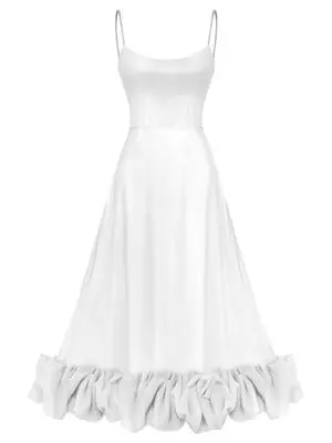 POST MERIDIEM Flounce Midi Dress White