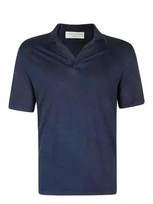 FILIPPO DE LAURENTIIS Polo-collar Short-sleeve Top - Blue