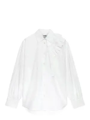 MSGM Ruffle-detail Long-sleeved Shirt - White