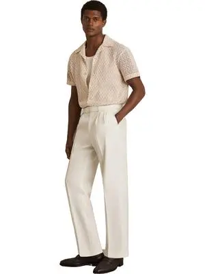 REISS Wool-blend Tailored Trousers - White