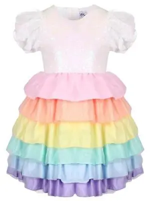 LOLA + THE BOYS Satin Ruffle Dress - White