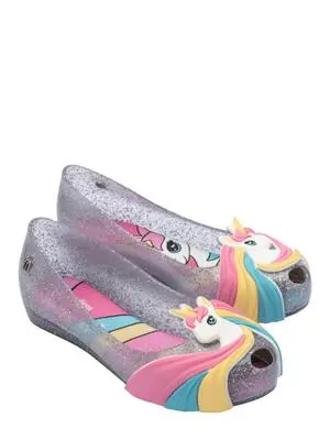Melissa Ultragirl Mary Jane Flat - Glitter Clear/ Pink