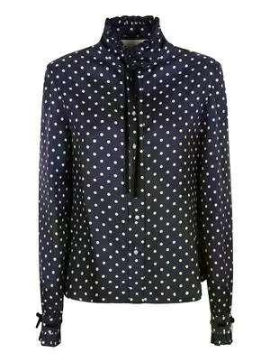 Valentino Garavani Plus De Pois-print Twill Shirt - Blue
