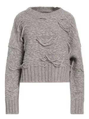 Isabel Benenato Bouclé Knit Crewneck Sweater - Grey