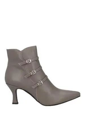 OVYE Leather Ankle Boots With Buckle Detail Grey