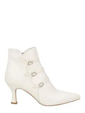 OVYE Leather Ankle Boots With Buckle Detail - Off White