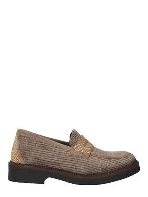 DIVINE FOLLIE Corduroy Loafers With Appliqués - Grey