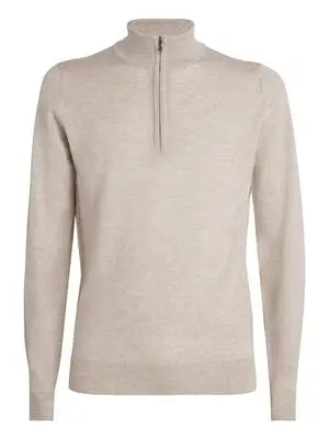 John Smedley John Smedley Merino Wool Tapton Quarter-Zip Sweater Grey