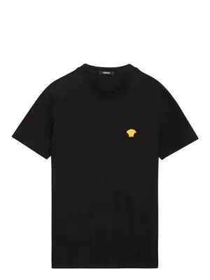 Versace Logo-embroidered Cotton T-shirt - Black