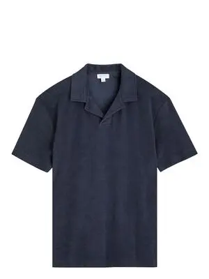 Sunspel Terry Polo Shirt Cotton Polo Shirt - Navy