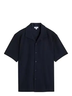Sunspel Cotton-knit Shirt - Navy