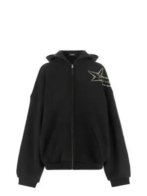 We11Done Star-embellished Zip-up Hoodie - Black