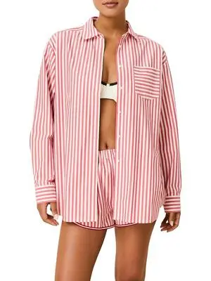 Solid & Striped The Avril Linen Blend Button-up Shirt - Lipstick Red