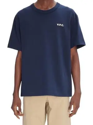 A.p.c. Boxy Organic Cotton T-shirt - Bleu Gris/ Dark Navy