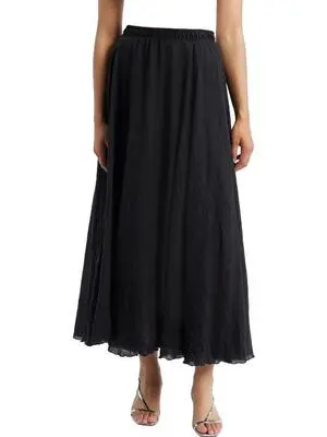 NIKKI LUND Alba Pleated Midi Skirt Black