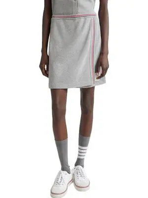 Thom Browne Waffle Knit Cotton Miniskirt - Light Grey