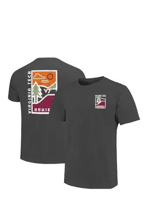 IMAGE ONE Virginia Tech Hokies Comfort Colors Minimal Vista Distressed Graphics T-shirt - Graphite