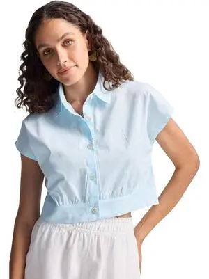 REISTOR Oversized Cropped Shirt - Summer Blue