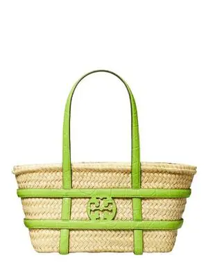Tory Burch Ella Small Straw Basket Tote - Bright Fern