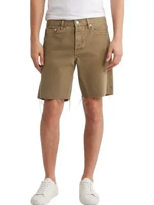 FRAME Raw Hem Relaxed Denim Shorts Light Brown