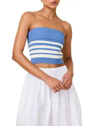 Solid & Striped Marnie Stripe Tube Top - Sunset Stripe Marina Blue