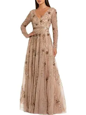 Mac Duggal Embellished A-line Gown - Antique Rose