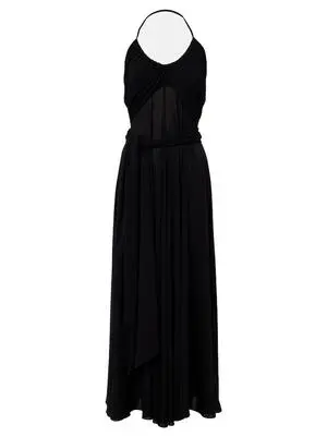 Alaïa Cross Draped Gathered Maxi Dress - Black