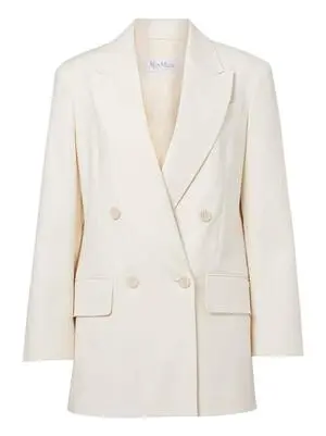 Max Mara Suez Double-breasted Cotton-blend Blazer - White