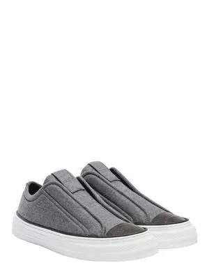 Brunello Cucinelli Low-top Slip-on Sneakers - Grey