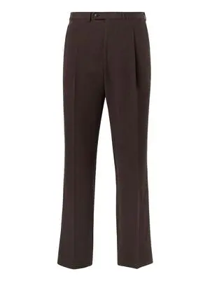 SAMAN AMEL Linen Canvas Suit Pants - Brown