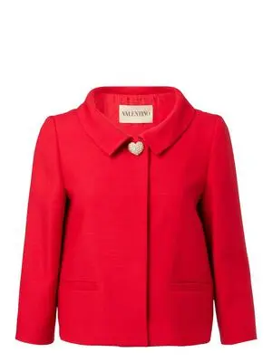 Valentino Garavani Crepe Couture Embellished Blazer - Red