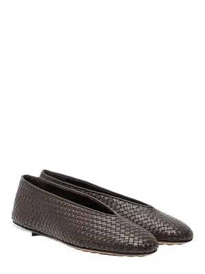 Bottega Veneta Woven Leather Ballet Flats - Brown