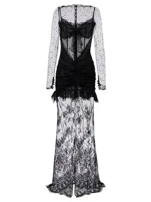 Alessandra Rich Sheer Cotton-blend Lace Gown - Black
