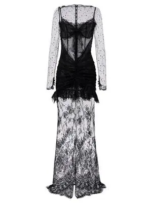 Alessandra Rich Sheer Cotton-blend Lace Gown - Black