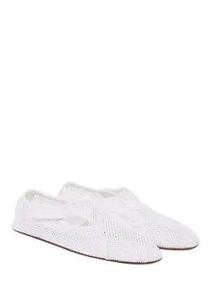 Alaïa Flex Leather-trimmed Mesh Ballet Flats - White