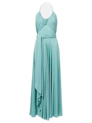 Alaïa Draped Halterneck Jersey Maxi Dress - Blue